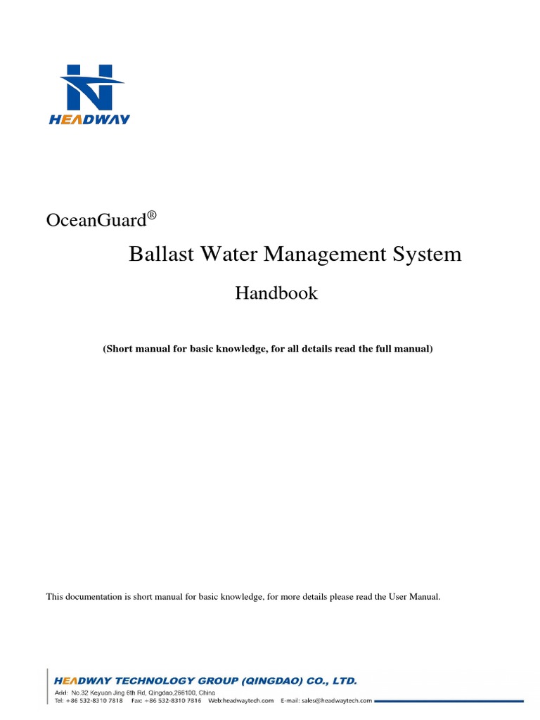 Headway BWMS - Technical Manual | PDF | Valve | Pump