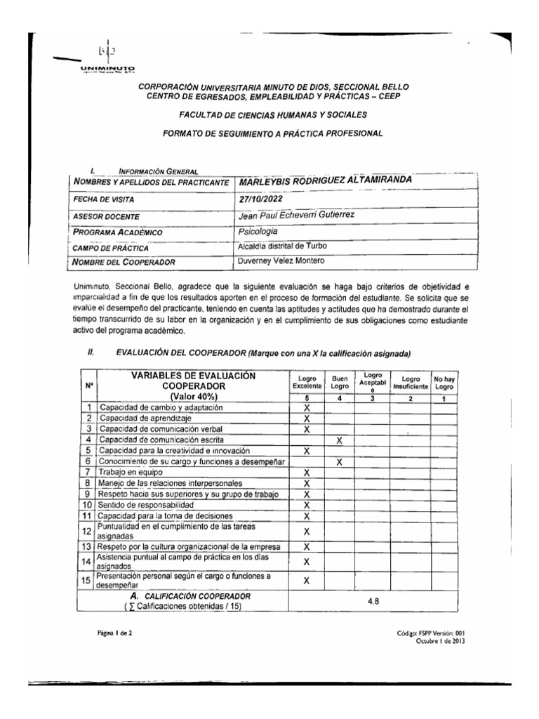 Formato de Seguimiento | PDF