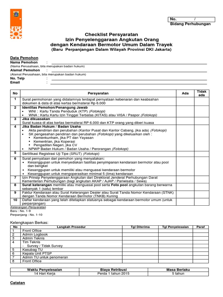 N.2 Persyaratan Izin Penyelenggaraan Angkutan Orang Dalam Trayek | PDF