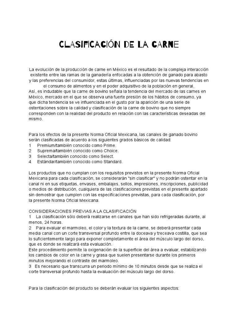 Clasificación de La Carne | PDF | Carne | Hueso
