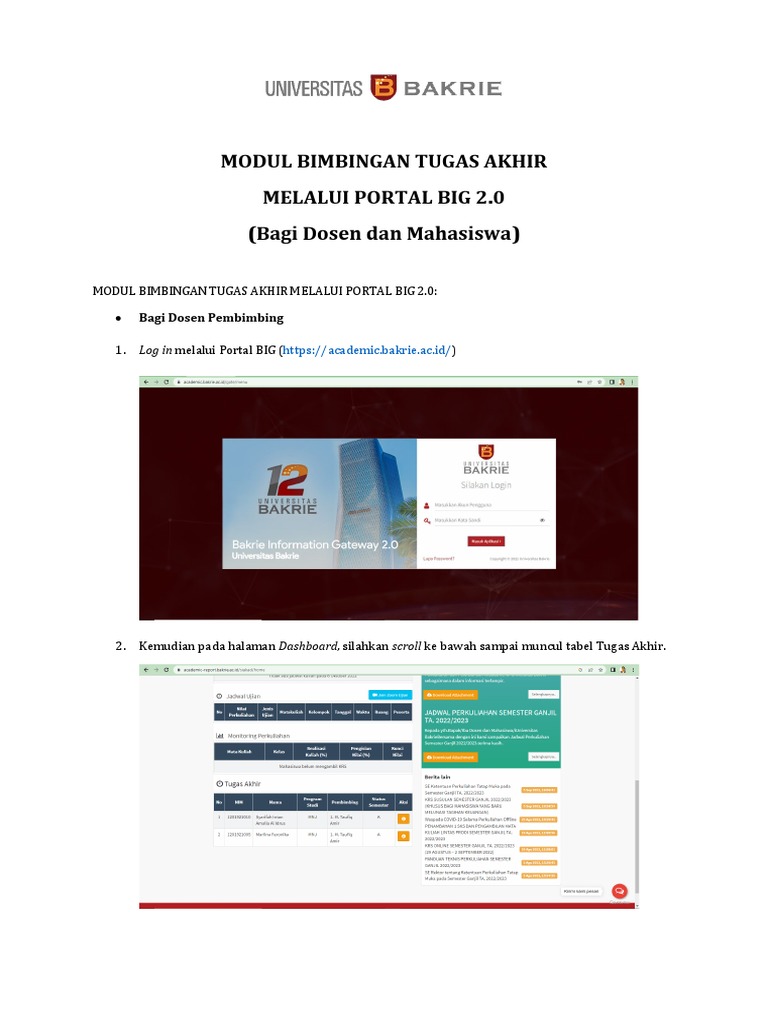 Modul Bimbingan Tugas Akhir Melalui Portal Big (Final) - 1 | PDF