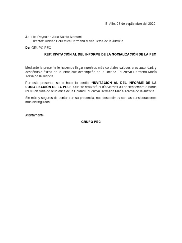 Cartas de Invitación Director | PDF