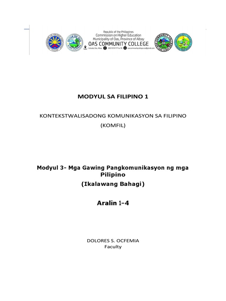 Modyul 3 KOMFIL 2022 | PDF