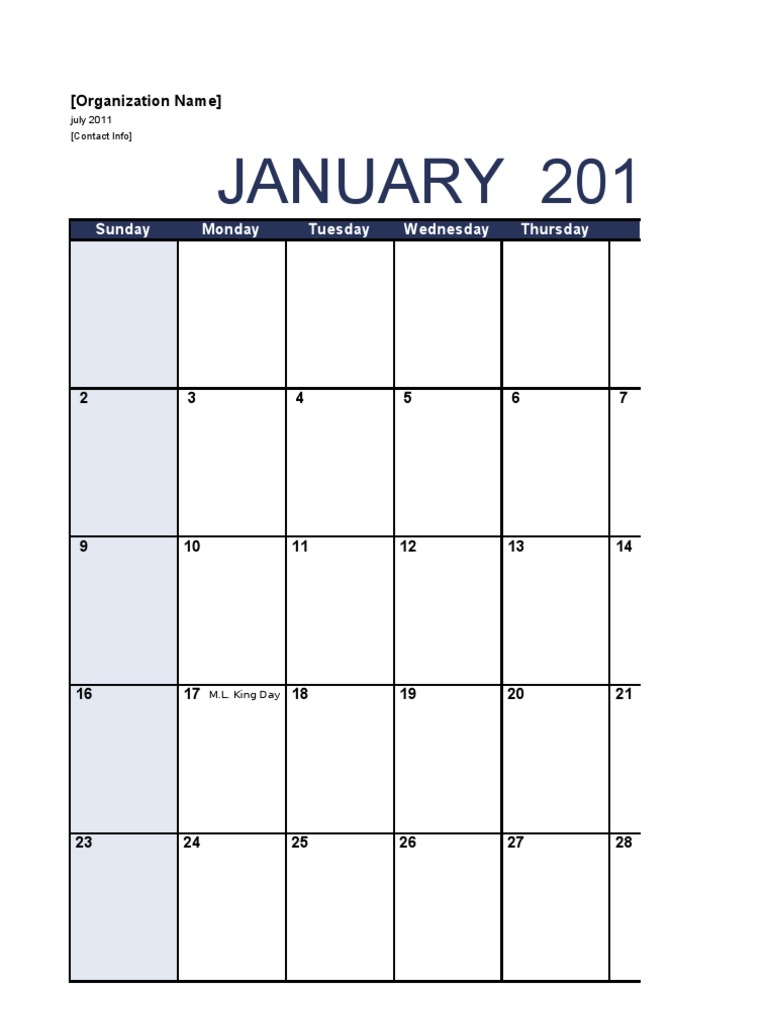 2011 Monthly Calendar Overview | PDF | Easter | Public Holiday