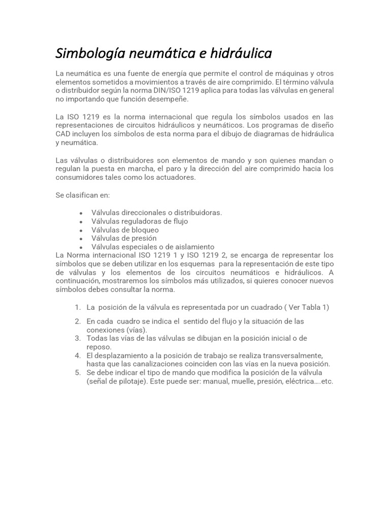 Simbología Neumática e Hidráulica | PDF