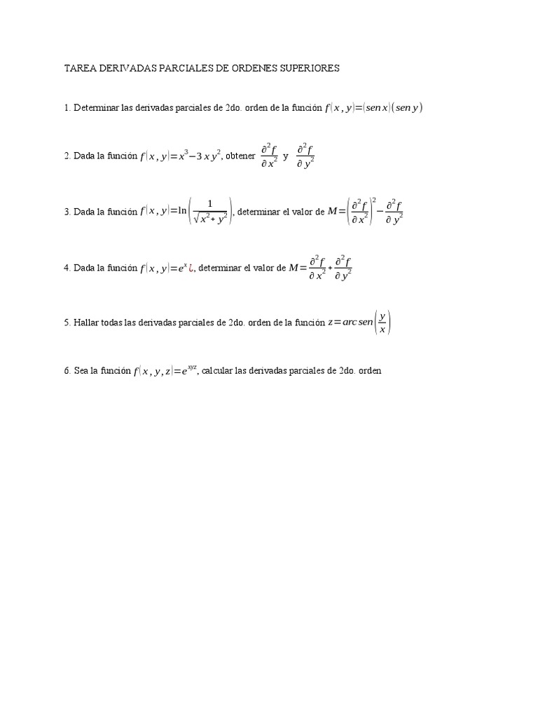 Tarea Derivadas Parciales de Orden Superior | PDF