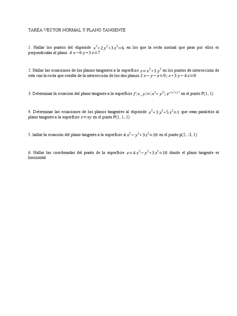 Tarea Vector Normal y Plano Tangente | PDF