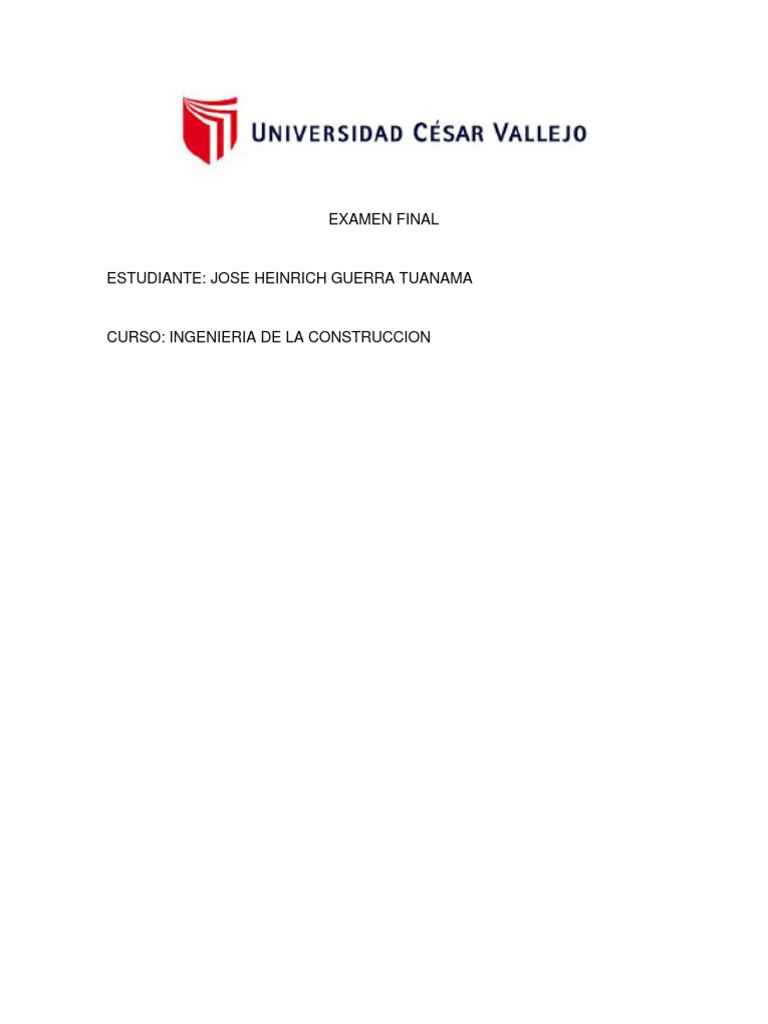 Examen Final - Ing de La Construccion | PDF | Hormigón pretensado | Hormigón