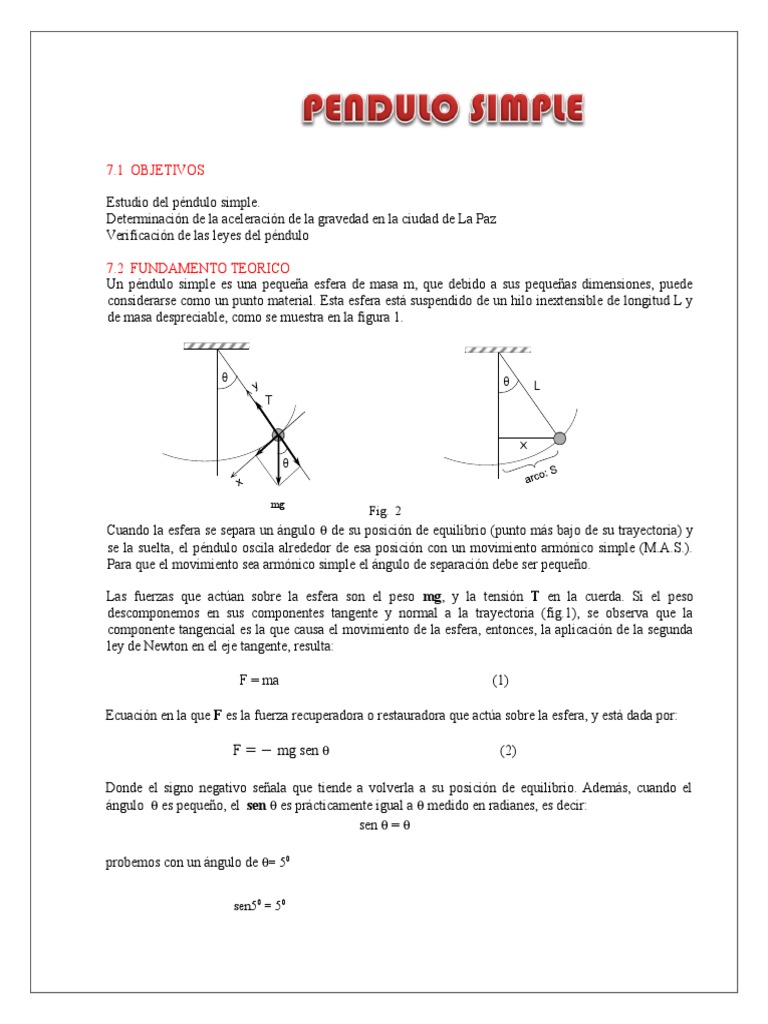Pendulo Simple | PDF | Péndulo | Cantidades fisicas