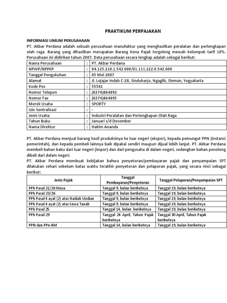 Praktikum Perpajakan | PDF