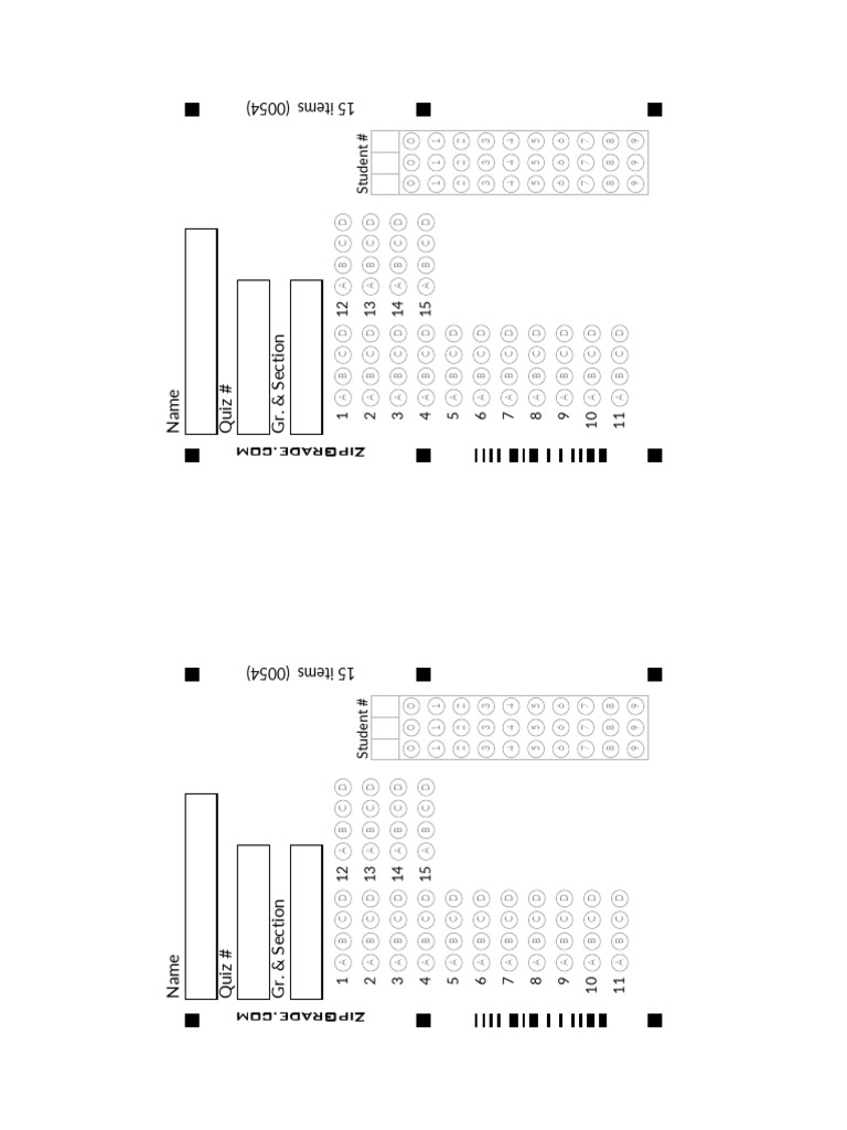 15 Items Zipgrade Answer Sheet | PDF