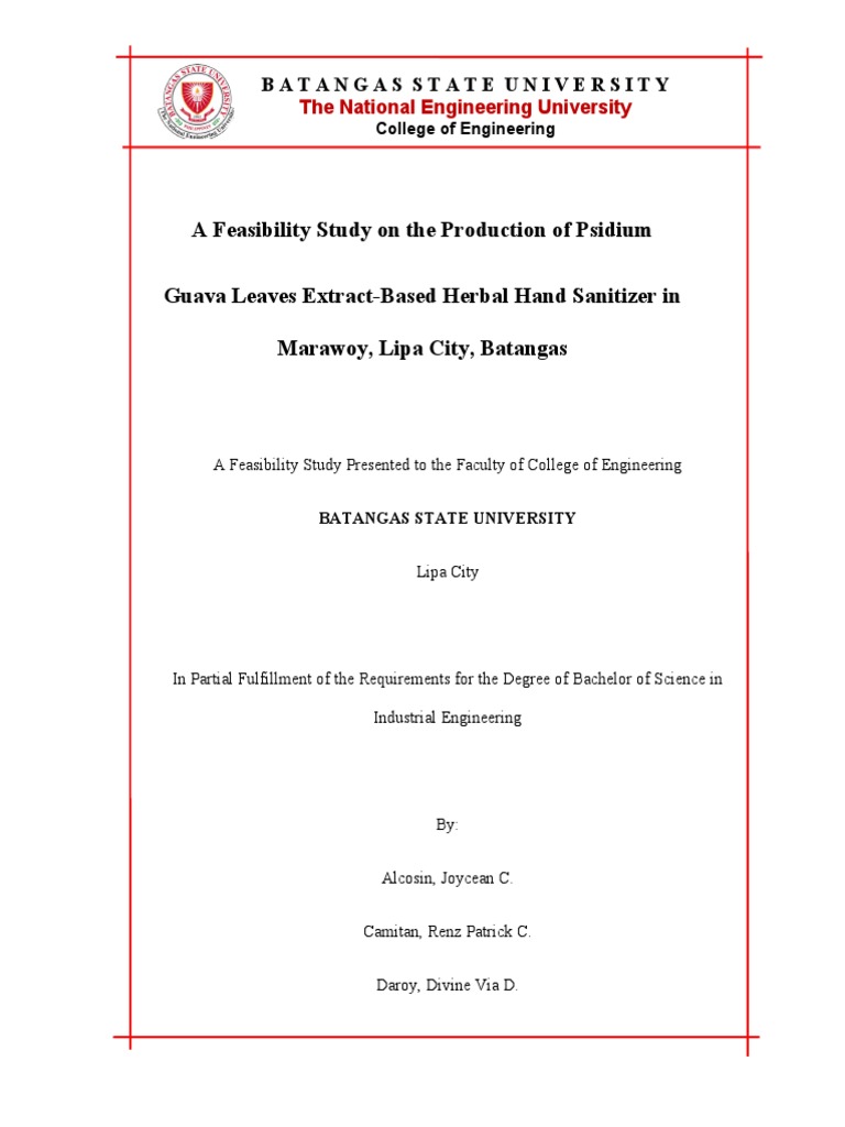 Feasibility Study (Chapters 1-3) | PDF | Ethanol | Glycerol