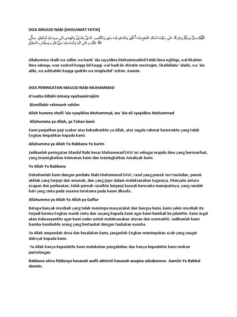 Doa Maulid Nabi | PDF