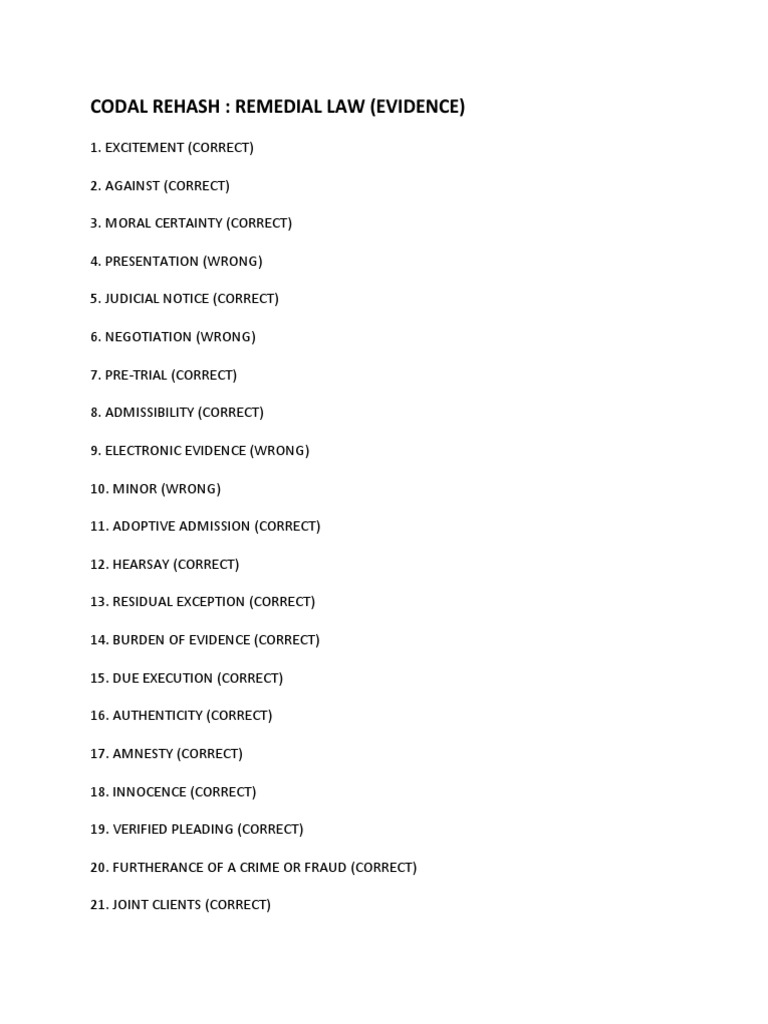 Codal Rehash - Evidence | PDF | Social Science | Science & Mathematics