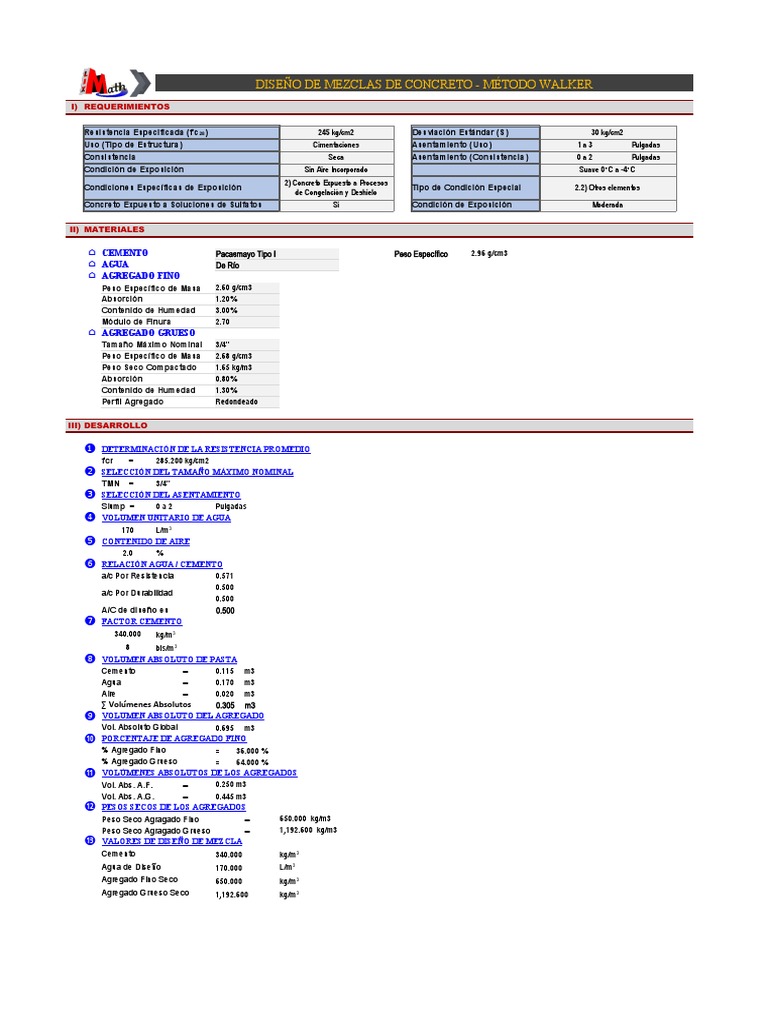 Diseño de Mezclas de Concreto - Método Walker - Lixmath | PDF | Cemento ...