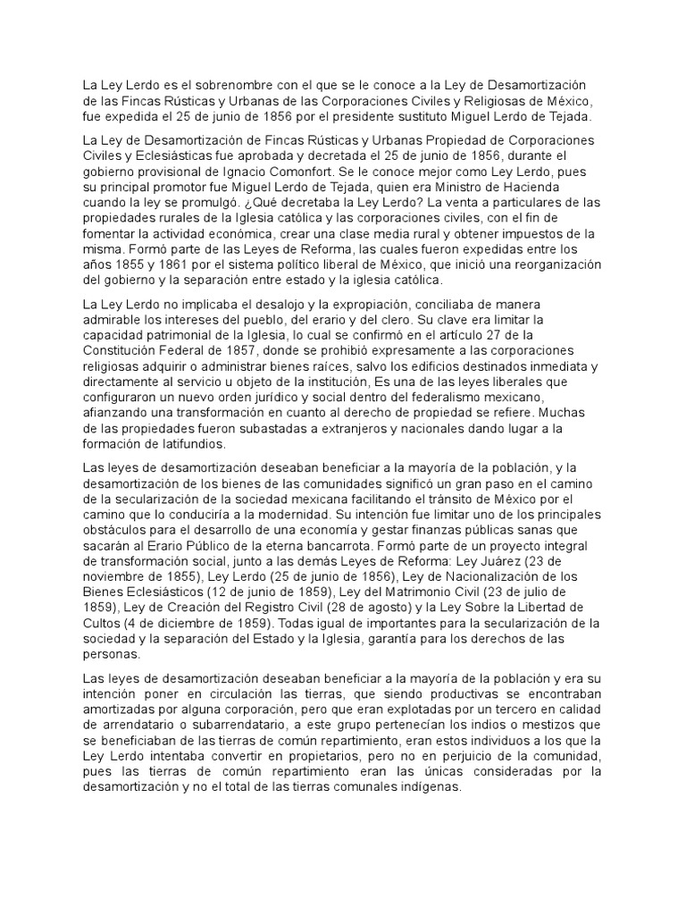 Ley de Lerdo | PDF | Gobierno | Justicia