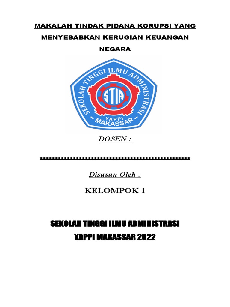 Makalah Tindak Pidana Korupsi | PDF Makalah Tindak Pidana Korupsi | PDF