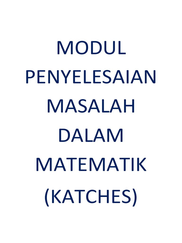 Modul Penyelesaian Masalah Matematik | PDF