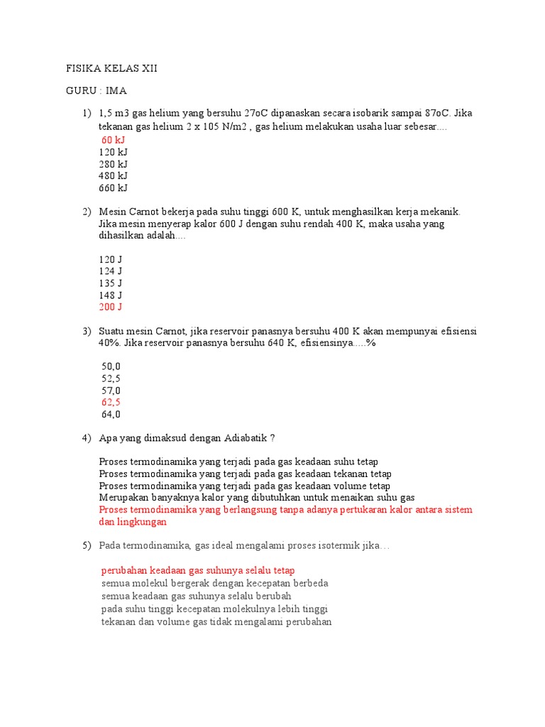Contoh Soal FISIKA KELAS XII | PDF