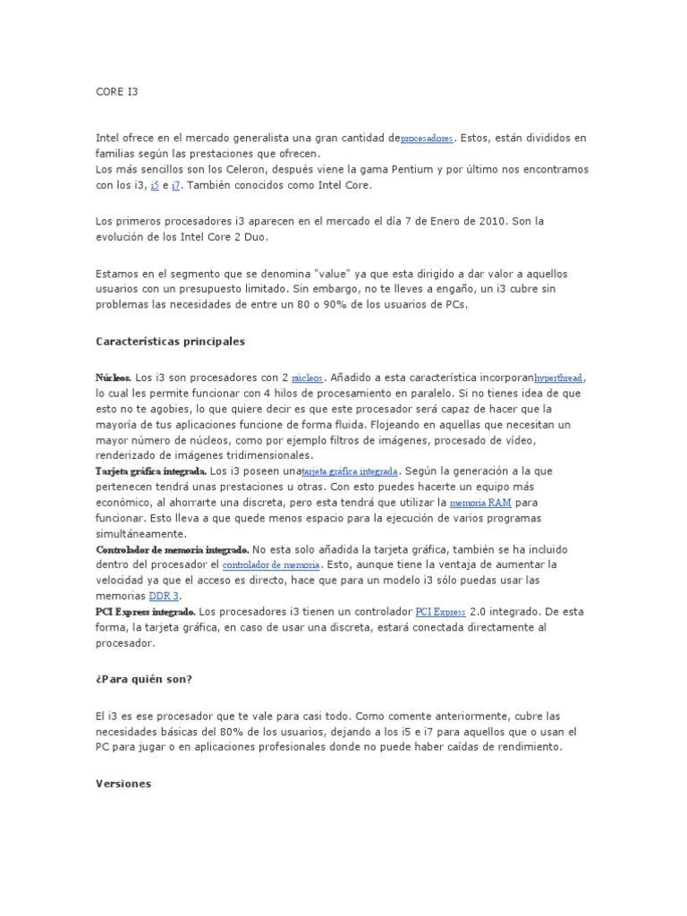 Core I3 | PDF | Microprocesador | Bienes manufacturados