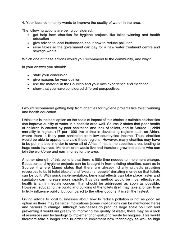 Improving Local Water Quality Through Charitable Hygiene Projects | PDF ...