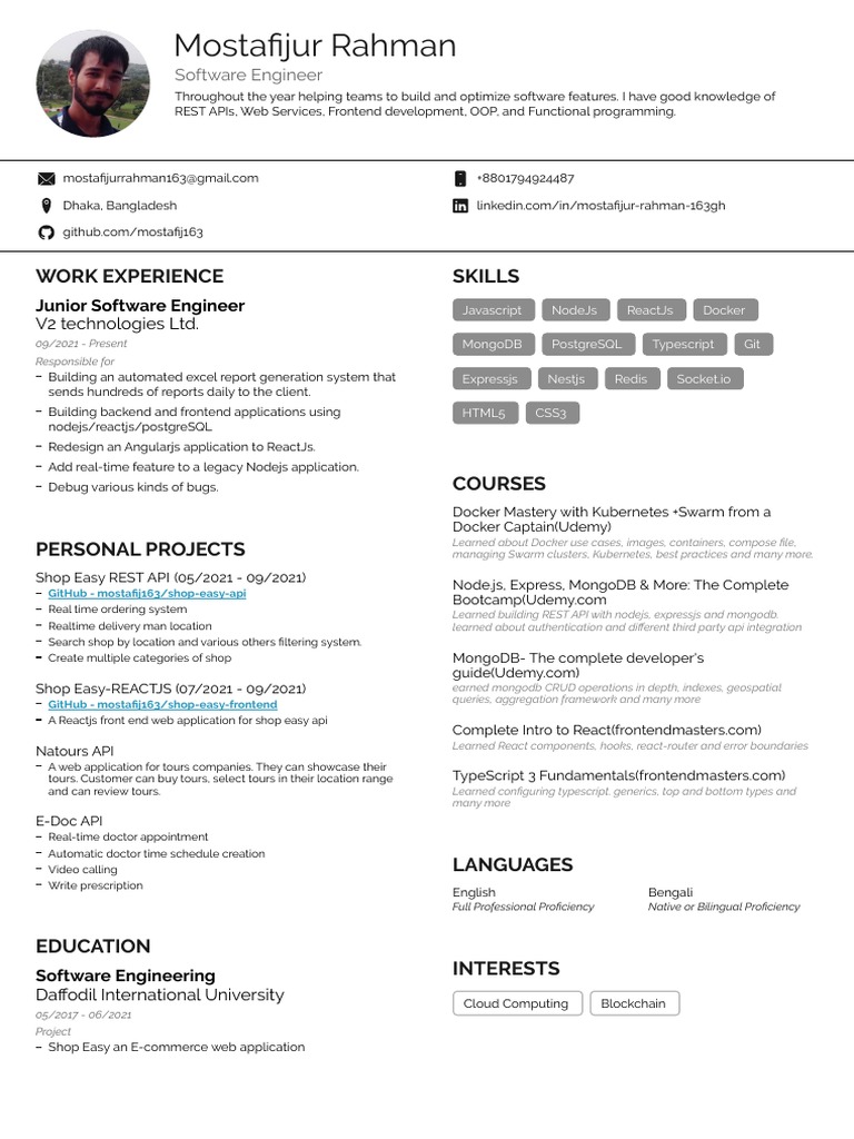 Mostafijur's Resume | PDF | Software Architecture | Computer Science