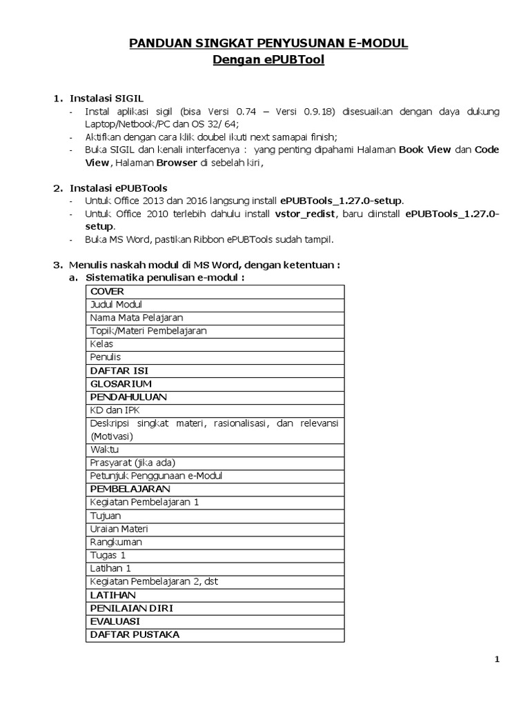 Panduan Praktis Penyusunan E-Modul 2019 | PDF