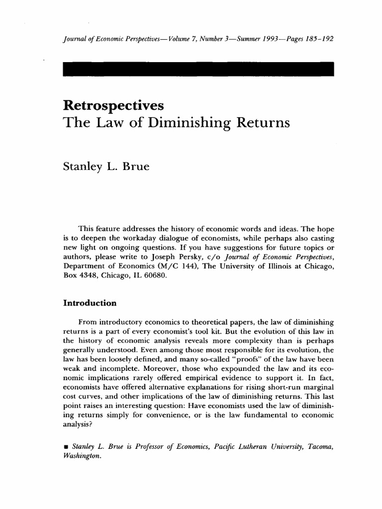 Law of Diminishing Marginal Returns | PDF | Long Run And Short Run ...