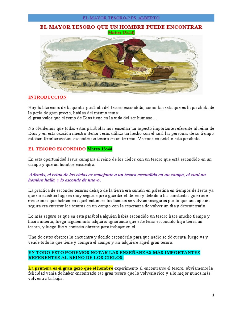 El Mayor Tesoro Que Un Hombre Puede Encontrar | PDF | Jesús | Salvación