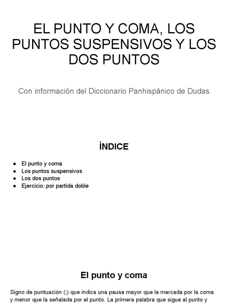 El Punto y Coma, Los Puntos Suspensivos y Los Dos Puntos | Descargar ...