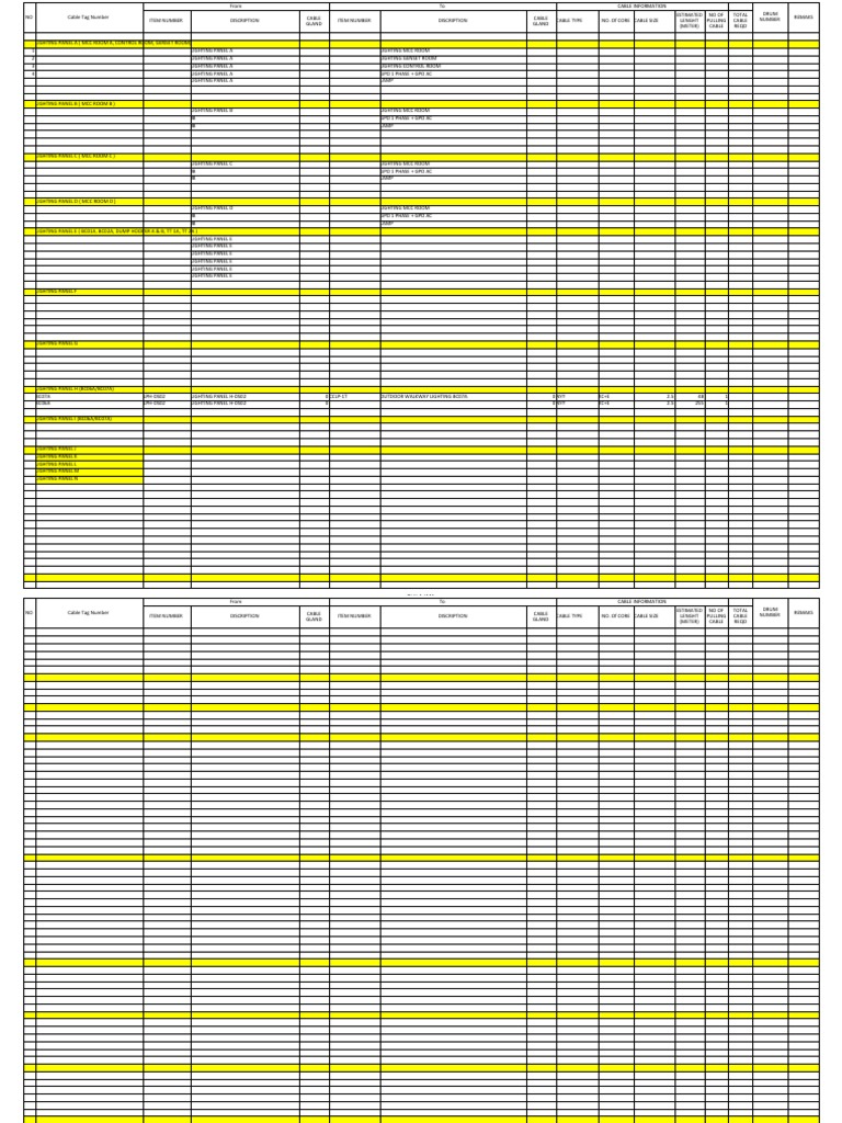 Cable Schedule and Lighting Panels | PDF | Lighting | Ac Power Plugs ...