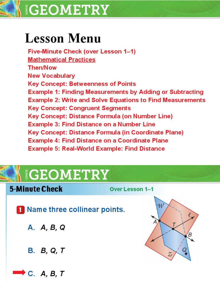 Lesson Presentation Line Segments and Distance | PDF | Line (Geometry ...