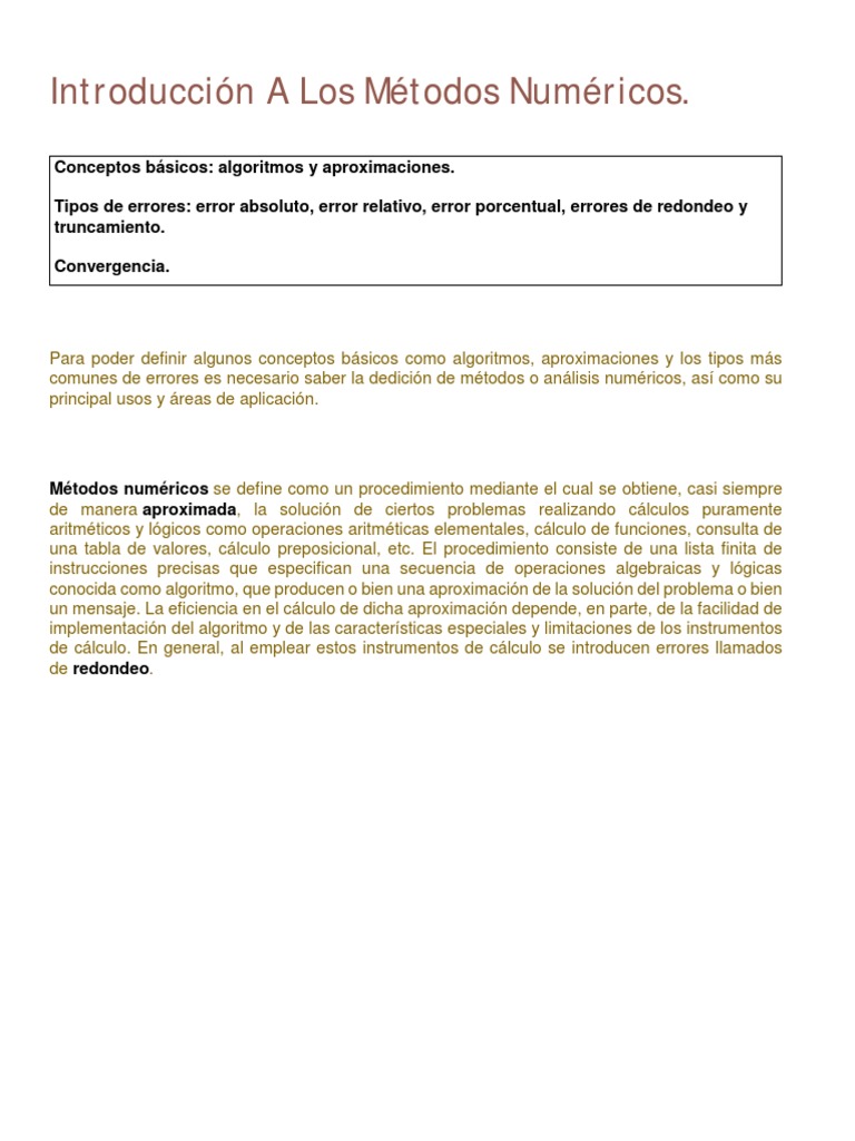 Introducción A Los Métodos Numéricos Ok | PDF | Algoritmos | Análisis numérico