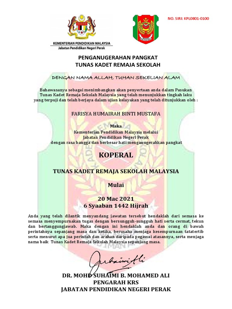 Sijil Tauliah Kinta Utara (1) ADAM AIMAN | PDF