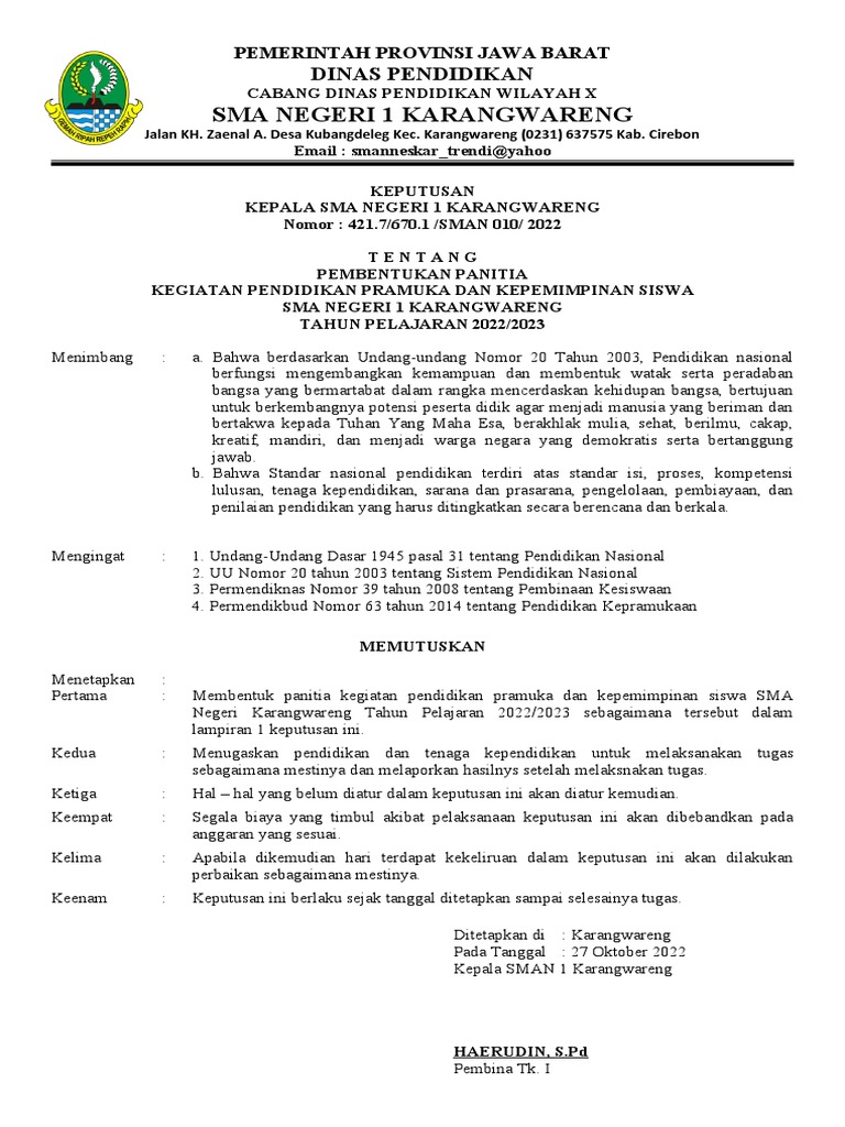 Pembentukan Panitia Pramuka 2022/2023 | PDF