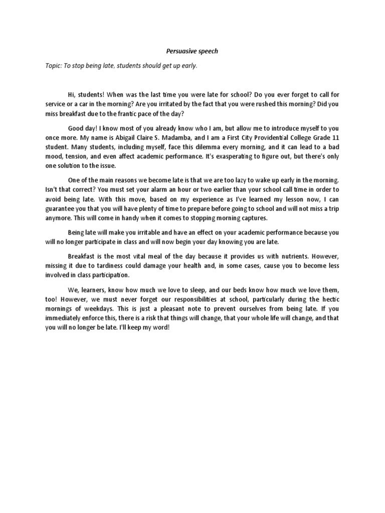 Persuasive Speech | PDF