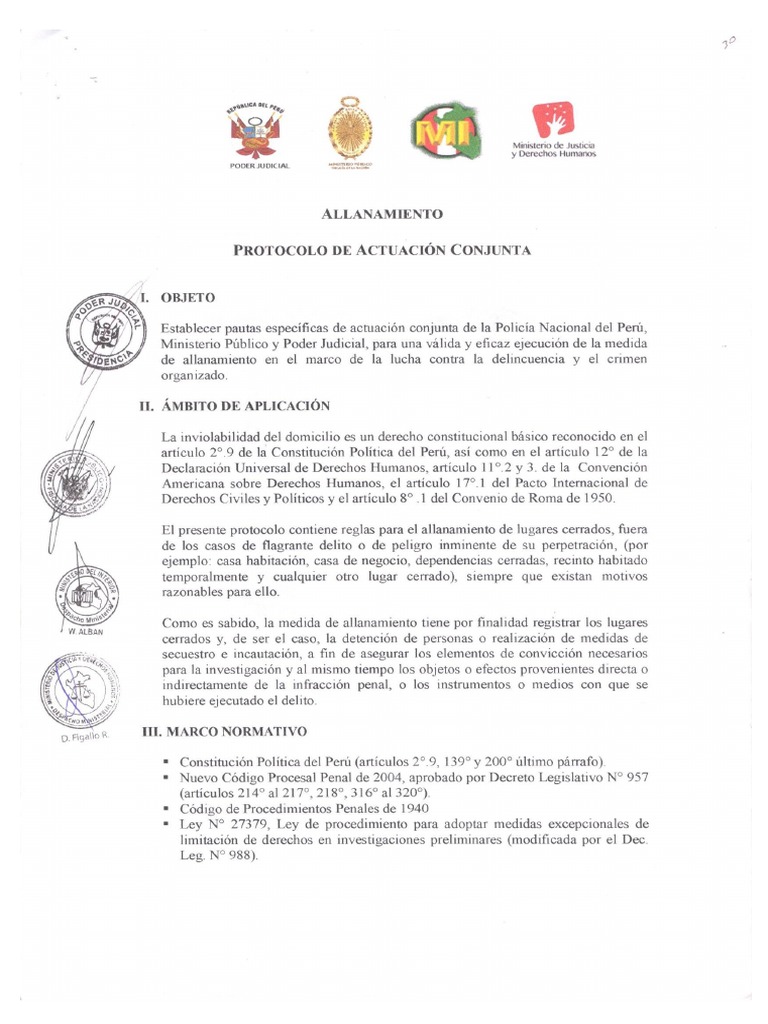 Protocolo de Actuacion Conjunta PNP-MP-PJ | PDF