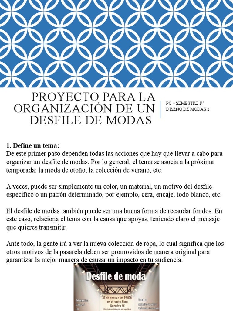 SEMANA 6-Proyecto para La Organización de Un Desfile de Modas | PDF | Presupuesto | Estética