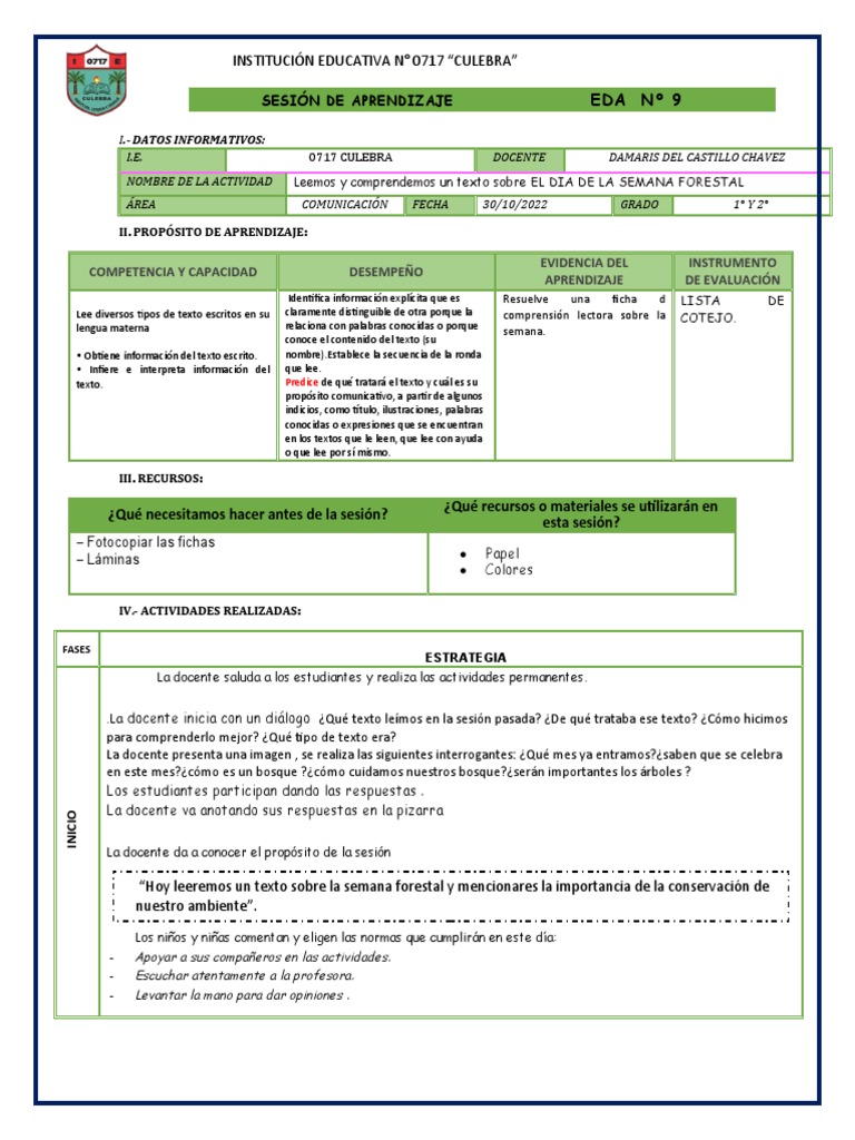 Actividades para la Semana Forestal | PDF | Comprensión lectora ...