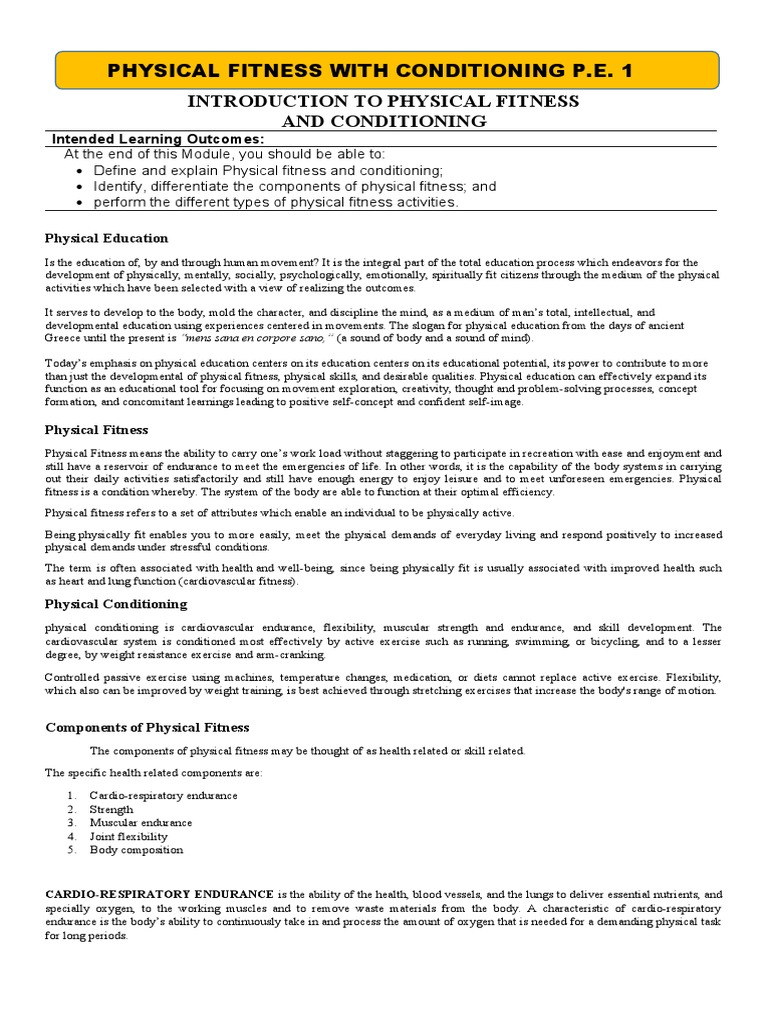 Introduction To Physical Fitness | PDF | Skeletal Muscle | Physical Fitness