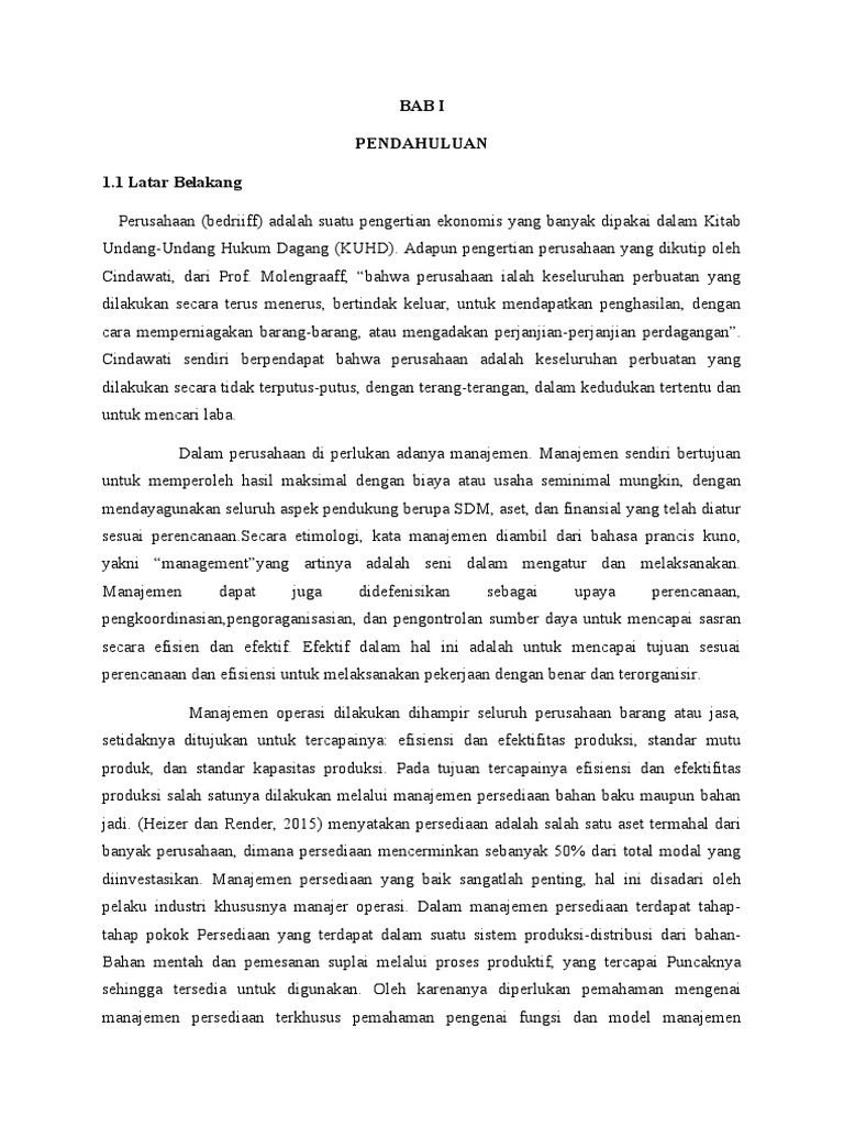 Bab I Pendahuluan 1.1 Latar Belakang | PDF