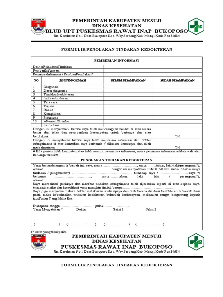 Ep 8 Formulir Penolakan Tindakan Kedokteran | PDF