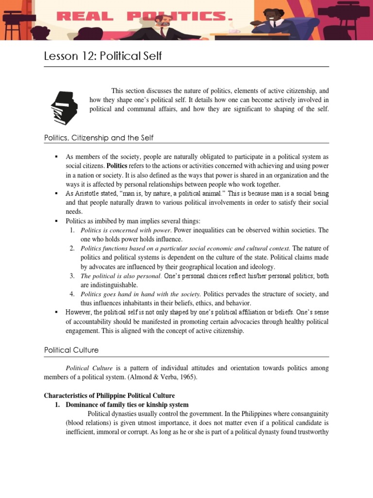 Lesson 12 Political Self | PDF | Citizenship | Governance