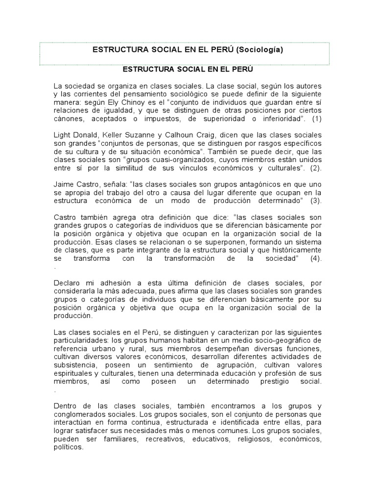 Estructura Social en el Perú | PDF | Familia | Estratificación social