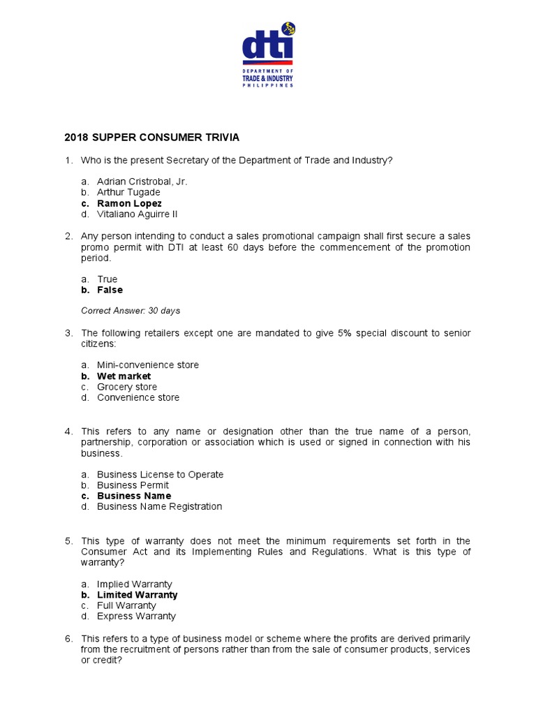 2018 Super Consumer Trivia | PDF | Retail | Marketing