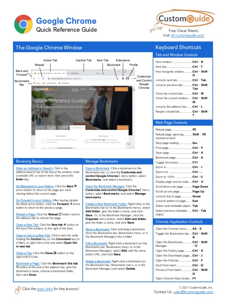 Google Chrome Quick Reference | PDF | Button (Computing) | Software