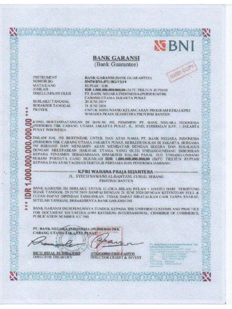 Bankgaransi Bni | PDF