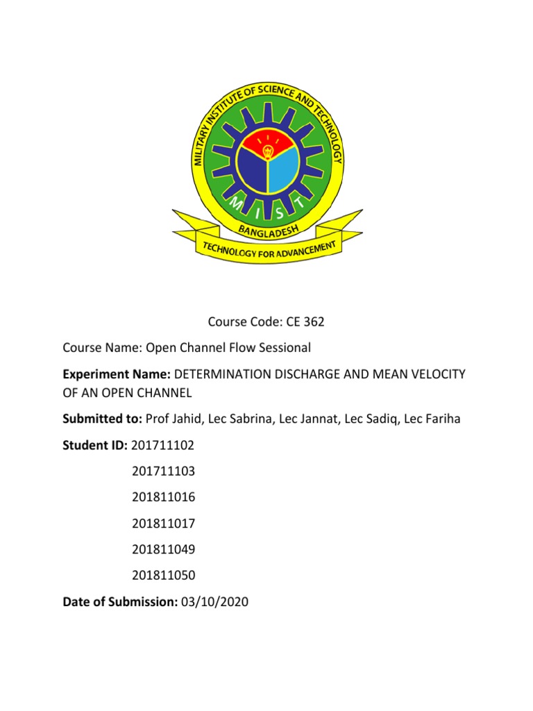 Discharge and Velocity in Open Channels | PDF | Discharge (Hydrology ...