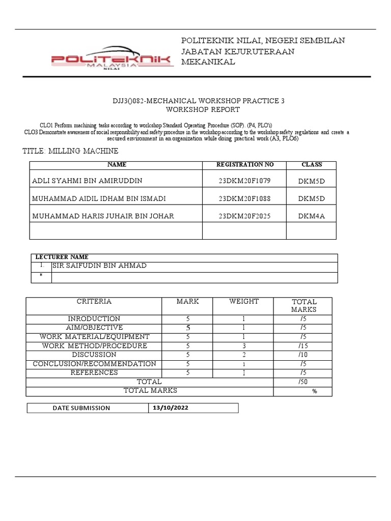 Milling Machine Report | Download Free PDF | Machining | Numerical Control