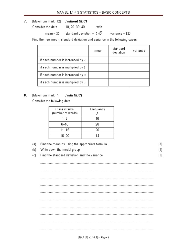 MAA SL 4.1-4.3 STATISTICS - Extracted | PDF | Statistics | Statistical ...